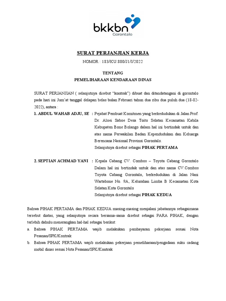 PKS Pemeliharaan Kendaraan | PDF