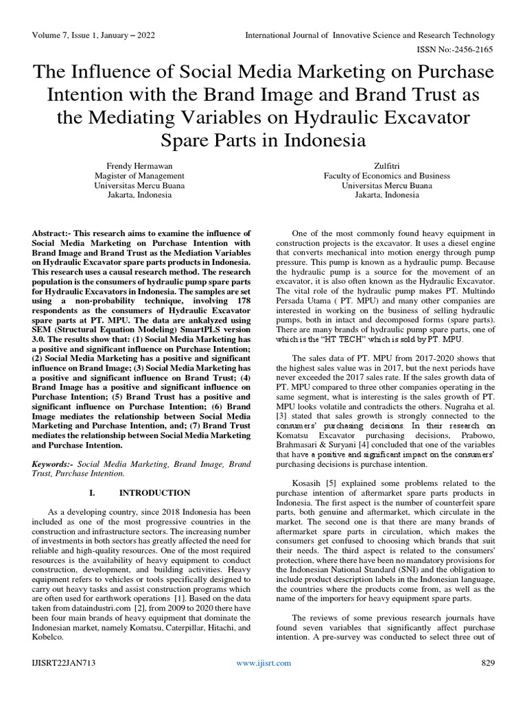 The Influence of Social Media Marketing On Purchase Intention With The Brand Image and Brand ...