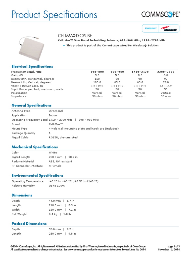 Product Specifications Product Specifications: Cellmax Cellmax - D D ...
