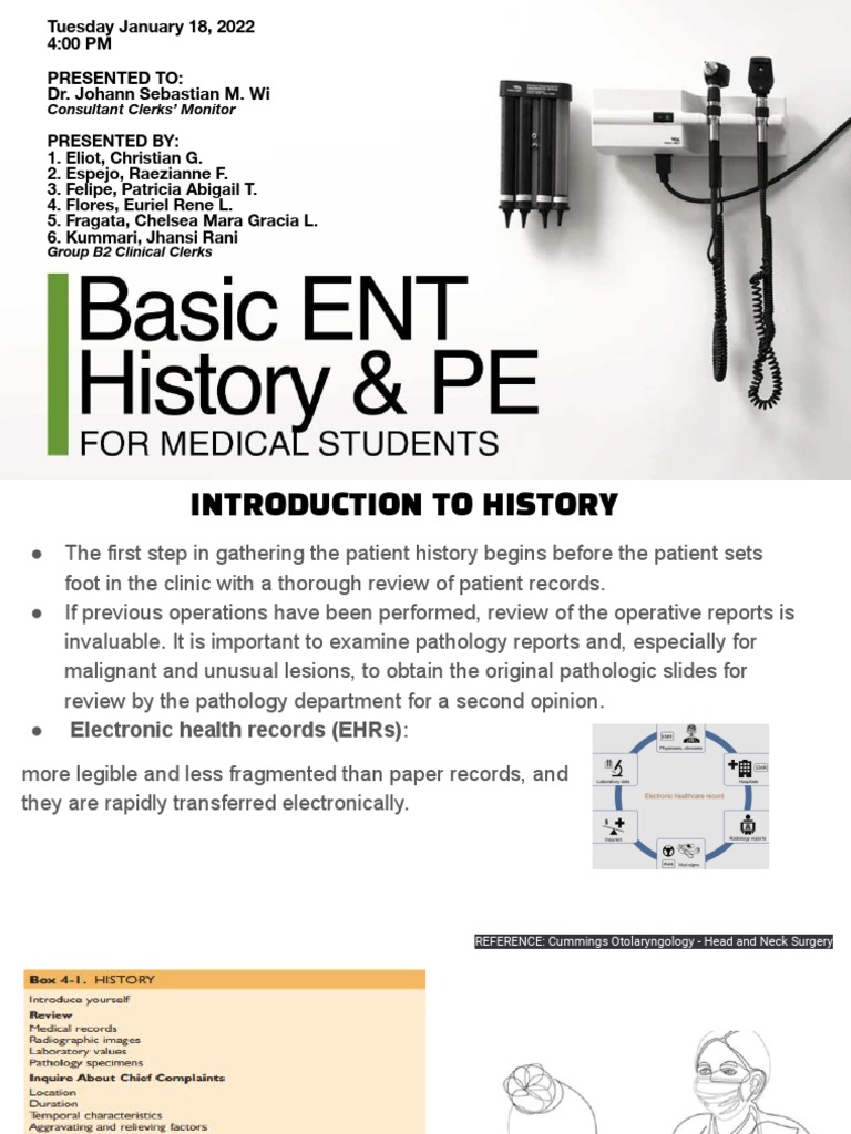 Basic ENT History PE | PDF | Ear | Head And Neck Cancer