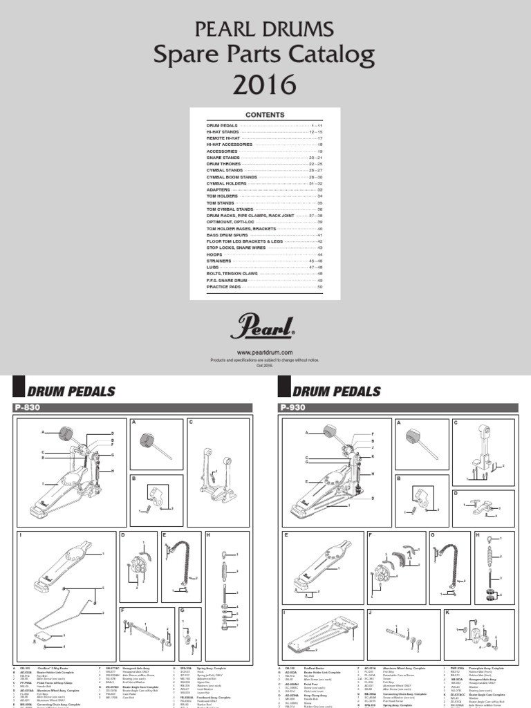 Spare Parts Catalog: Pearl Drums | PDF | Percussion Instruments ...