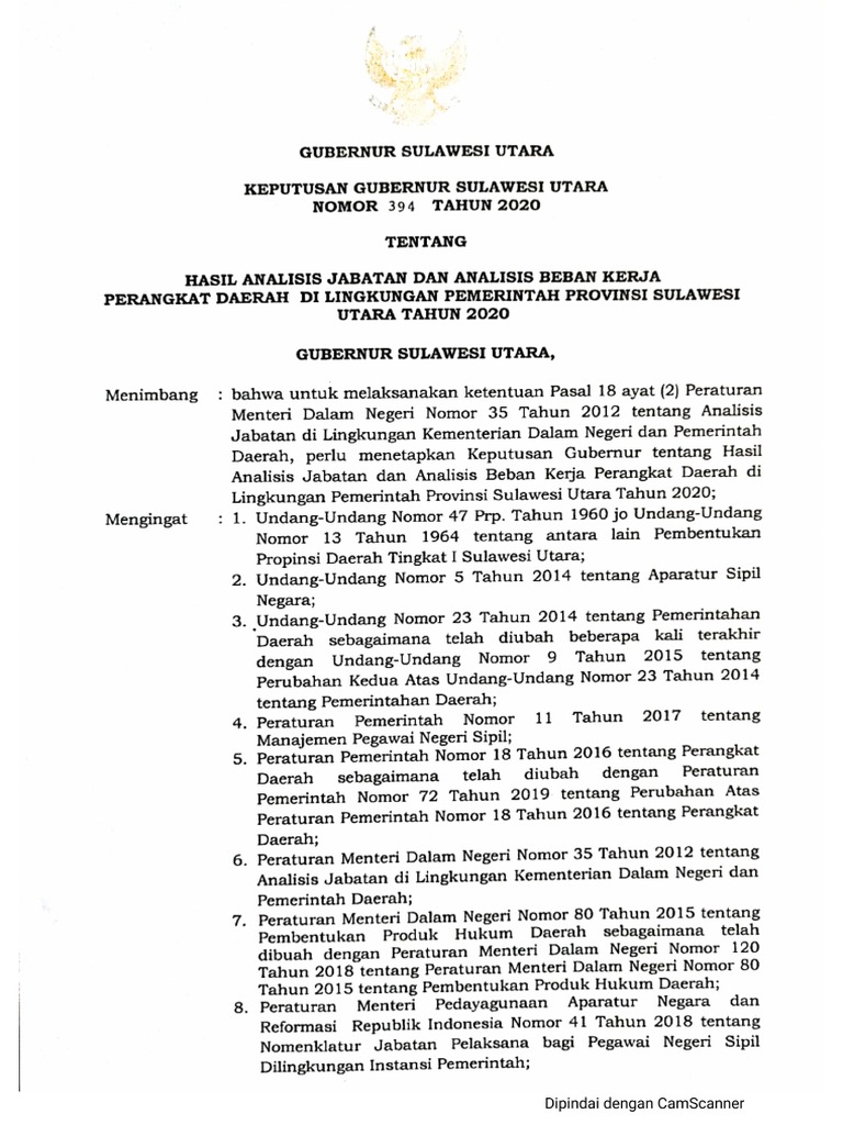 SK Hasil Anjab Abk 2020 | PDF