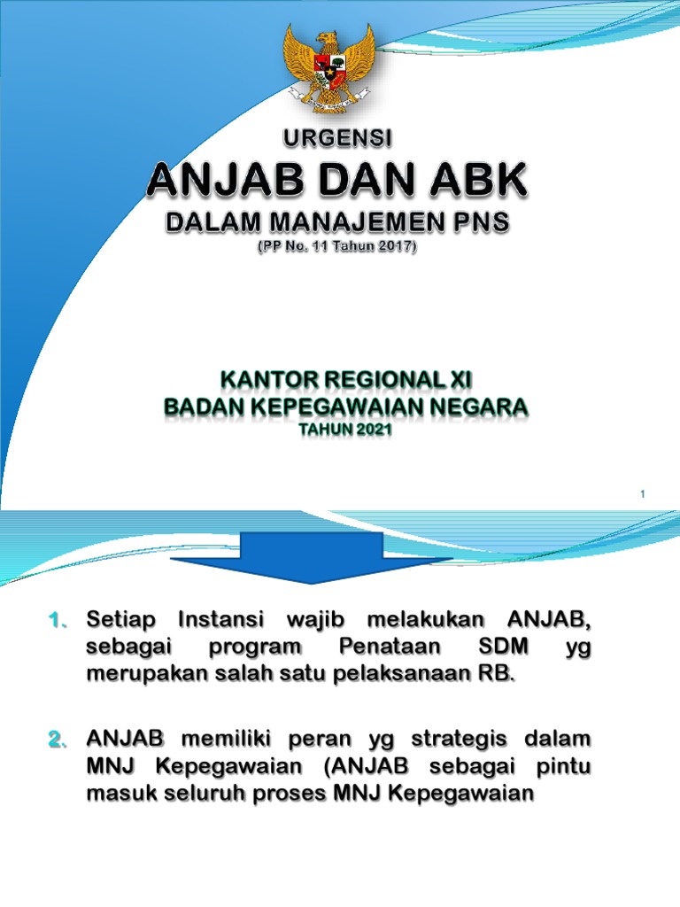 Anjab Abk Menyesuaikan Permenpan Nomor 1 Tahun 2020 | PDF