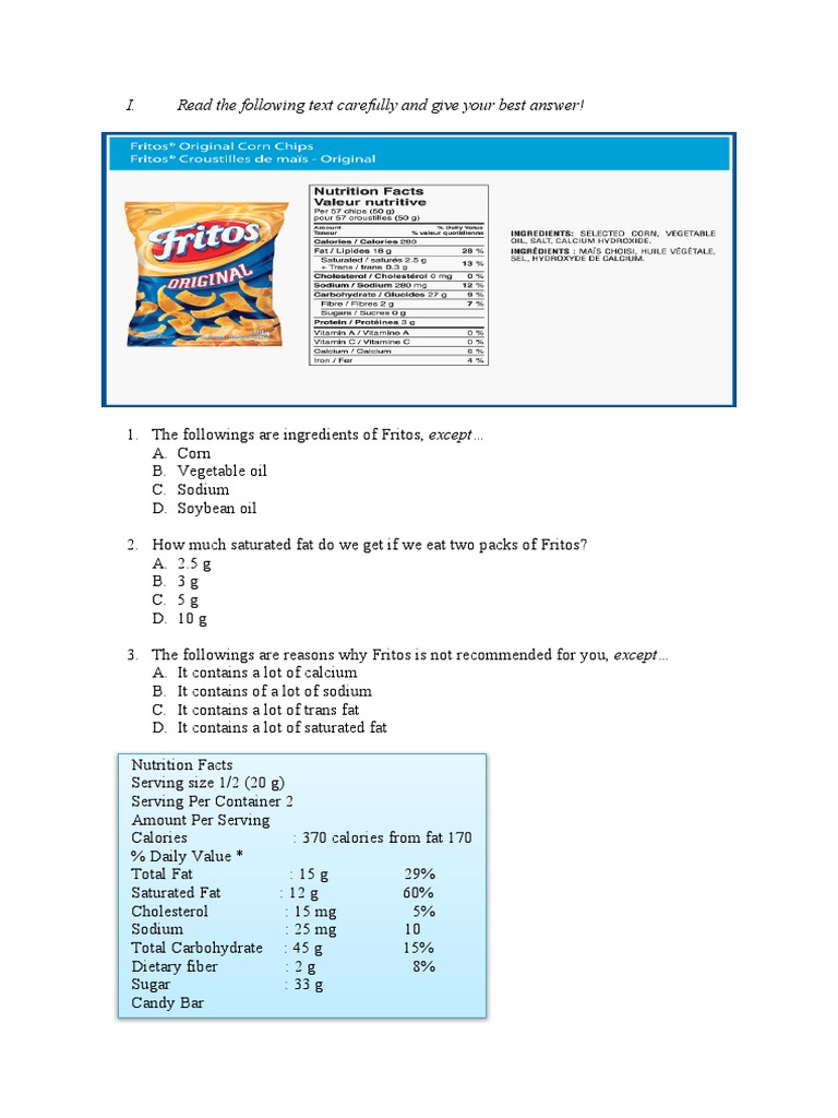 3.3 Lampiran 4 Soal Label of Food | PDF | Cooking, Food & Wine