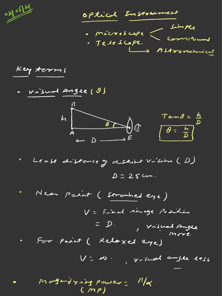 Class 12 Ray Optics Class Notes Allen | PDF | Optics | Glass Applications