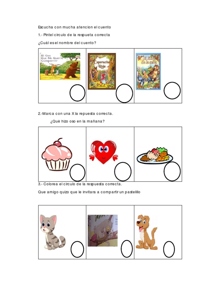 Lectura Comprensiva Del Oso Que No Queria Compartir | PDF