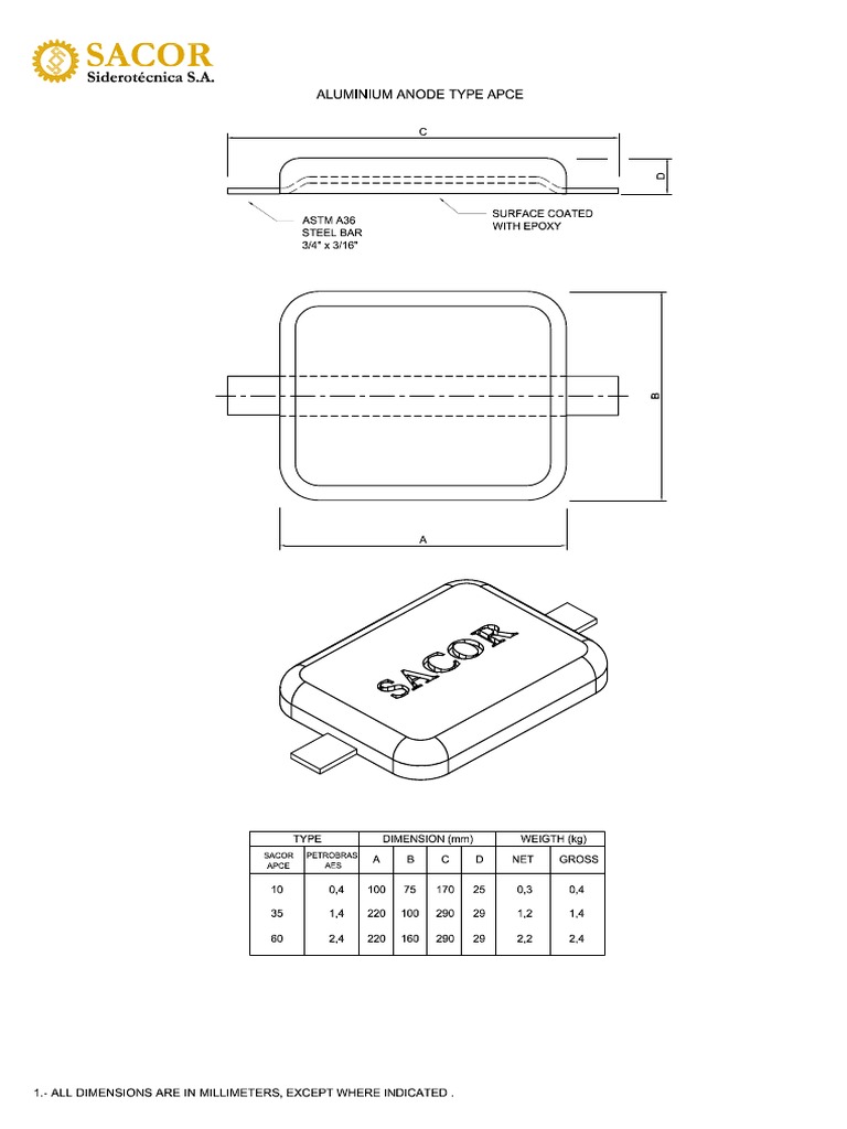 Anodos Sacor Apce 1 Aluminio | PDF
