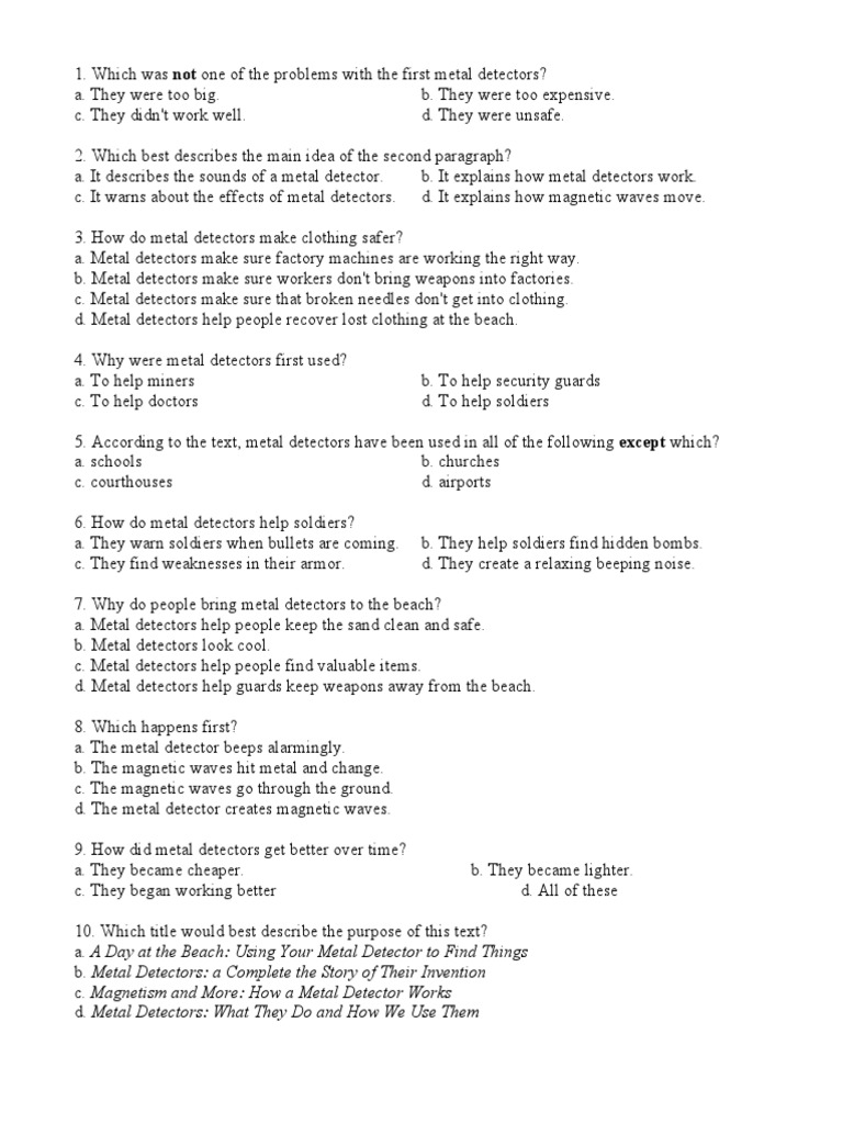 L1.2 - P1 - Metal-Detectors - QUESTIONS | PDF