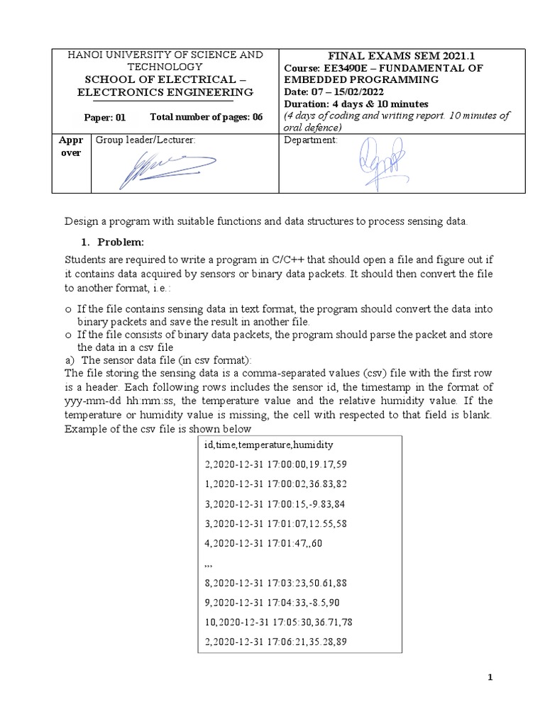 EE3490E - Mini Project For Final Exams Sem 20211 - Signed | PDF | Computer File | Comma ...