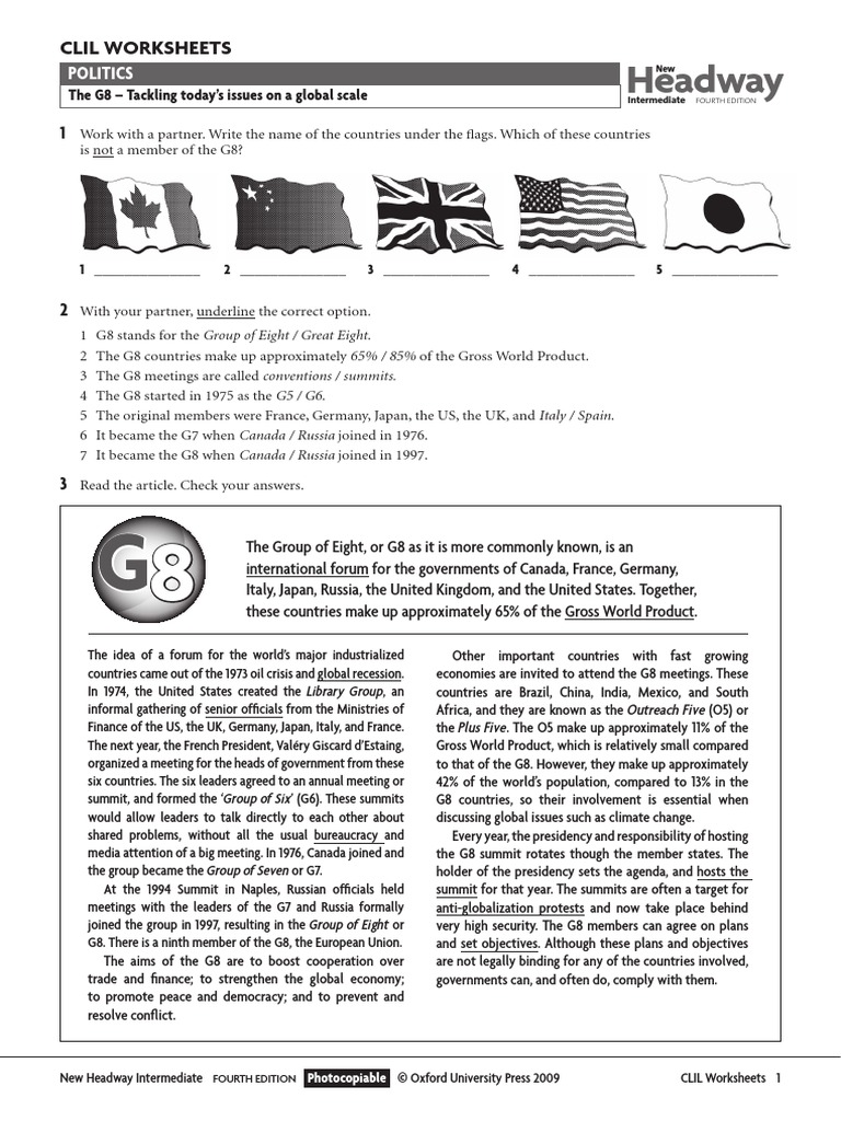 Headway: Clil Worksheets | PDF | Economies | International Economic ...