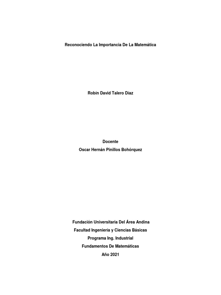 Reconociendo La Importancia de La Matermatica | PDF | Matemáticas | Science