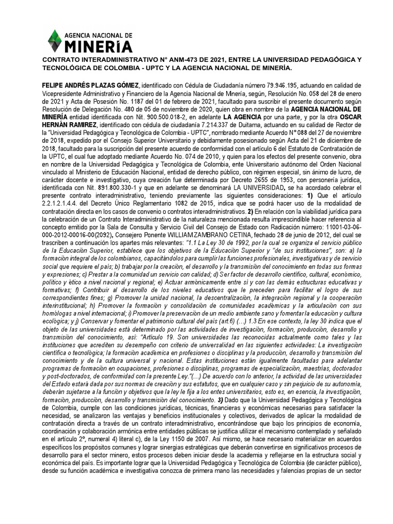 Clausulado Complementario Contrato Interadministrativo-Uptc | PDF | Universidad | Colombia