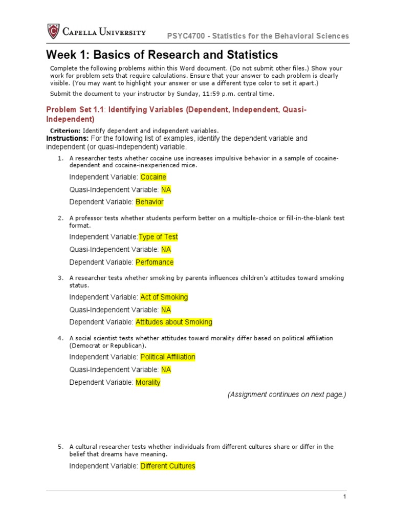 Week1 CF U01a1 Basics of Research Statistics | PDF | Spss | Statistics