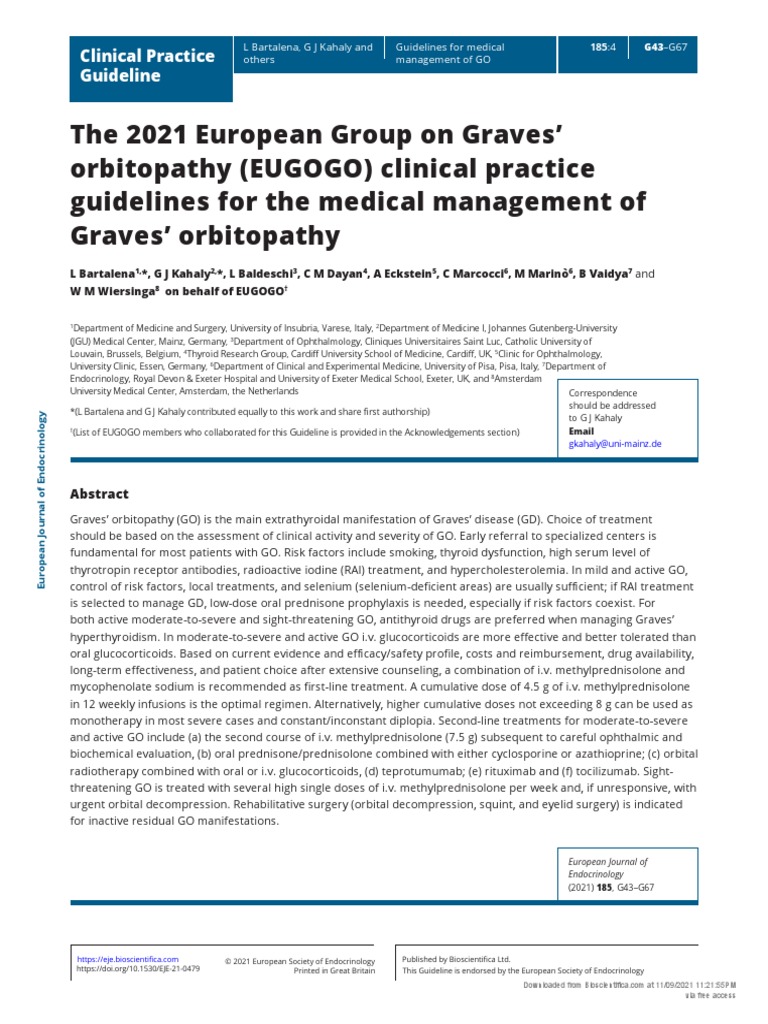 The 2021 European Group On Graves' Orbitopathy (EUGOGO) Clinical ...