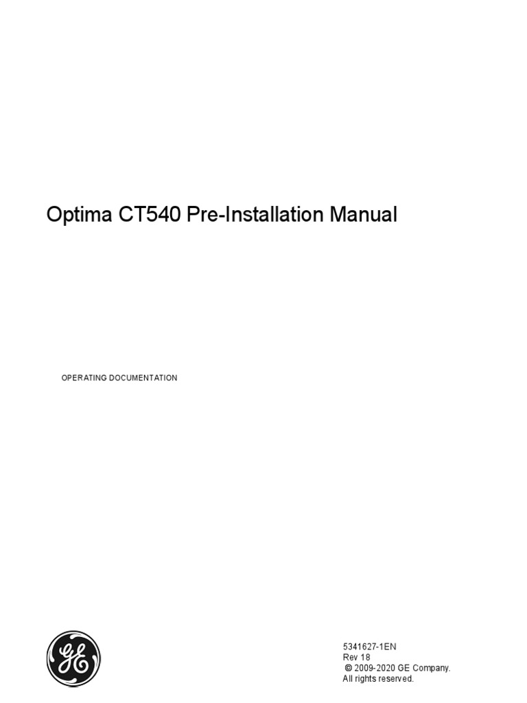 Optima CT540 Pre-Installation Manual | PDF