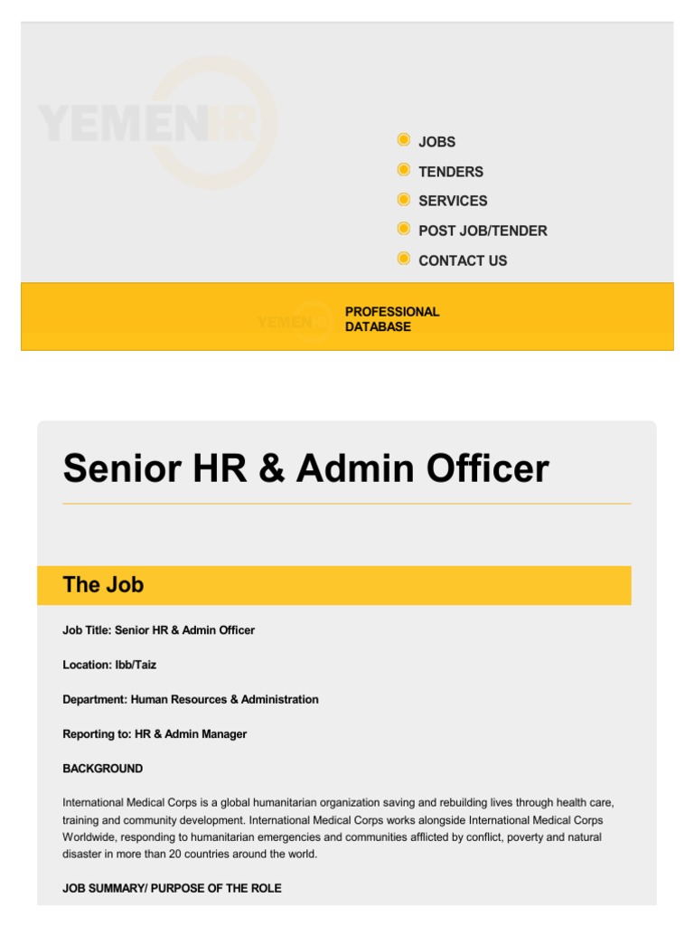 Senior HR & Admin Officer: The Job | PDF | Human Resource Management ...