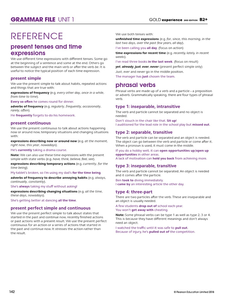 Gold Exp 2e B2P GrammarFiles U1 | PDF | Verb | Grammatical Tense