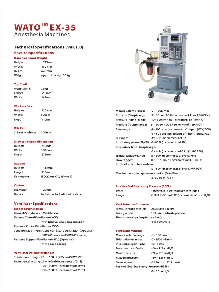 Wato Ex-35: Anesthesia Machines | PDF | Breathing