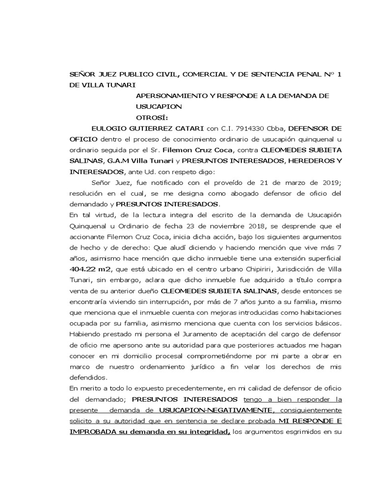 Defensor de Oficio Guti | PDF | Demanda judicial | Divorcio