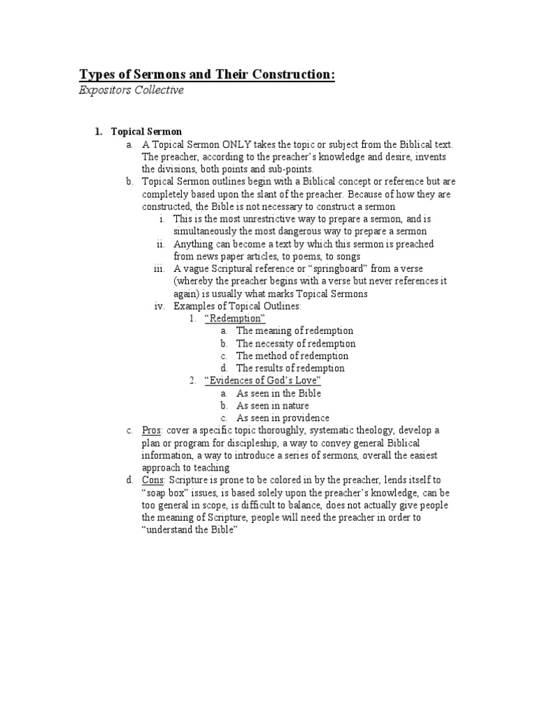 Types of Sermons Expositors Collective | PDF