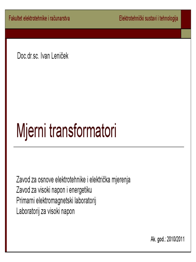 Cjelina 1 - Mjerni Transformatori | PDF