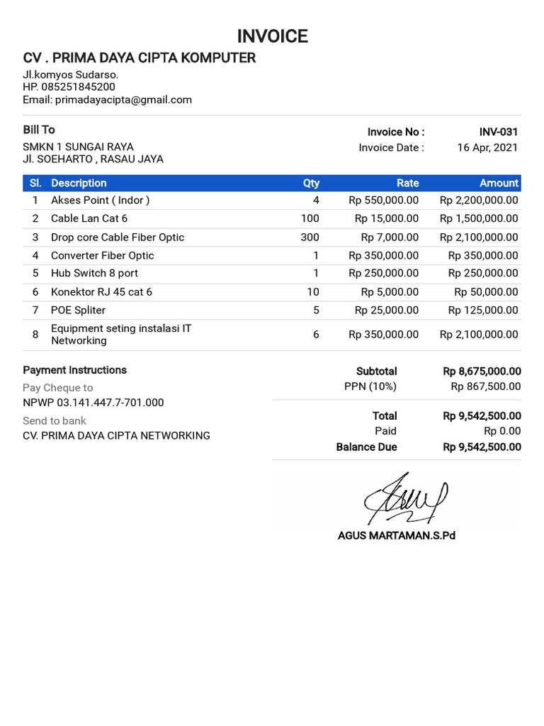 Invoice INV 031 | PDF