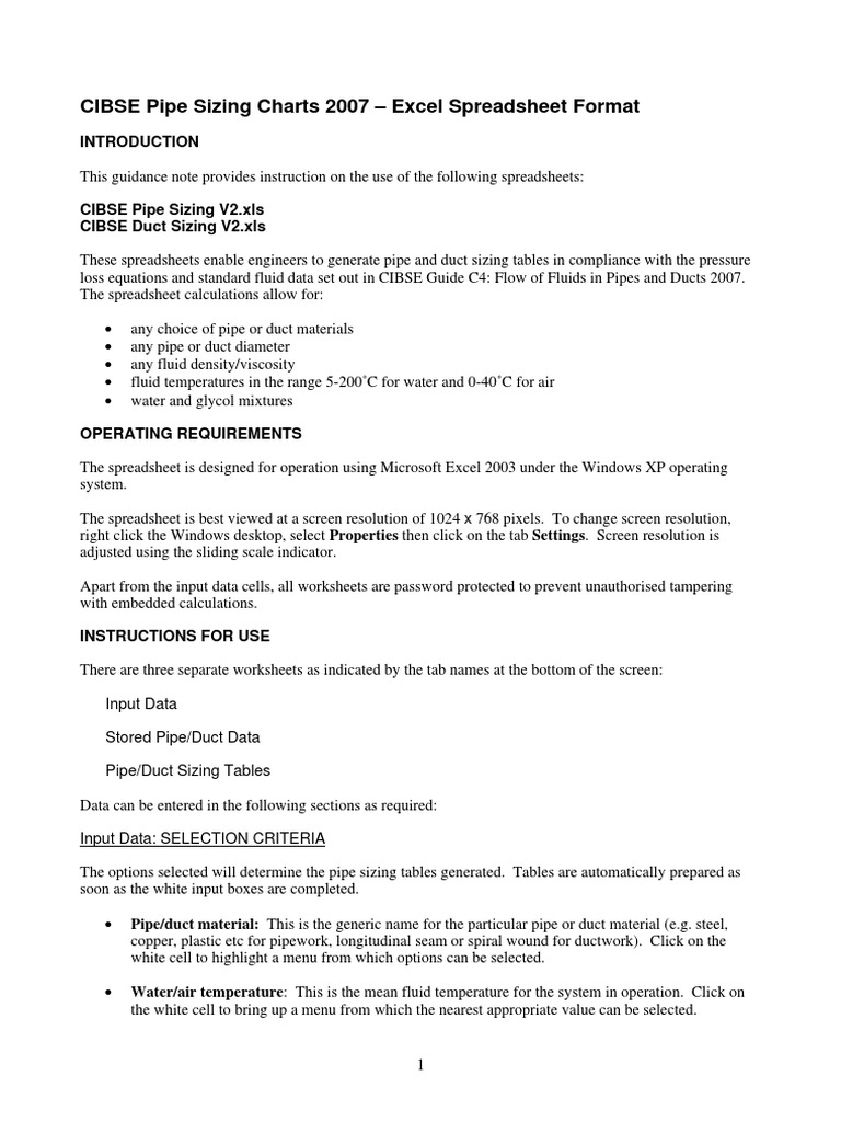 CIBSE C4 Instructions V2 | PDF | Duct (Flow) | Microsoft Excel
