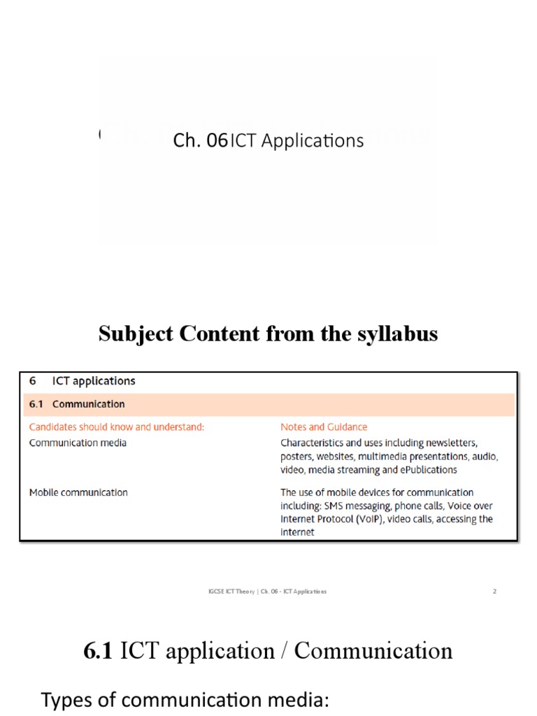 Ch6 ICT Applications (6.1 6.5) | PDF | Voice Over Ip | Computer Simulation