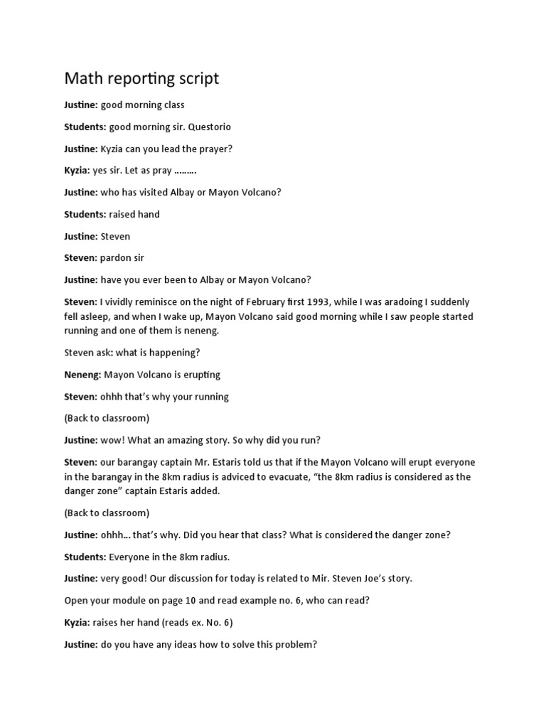 Math Reporting Script | PDF