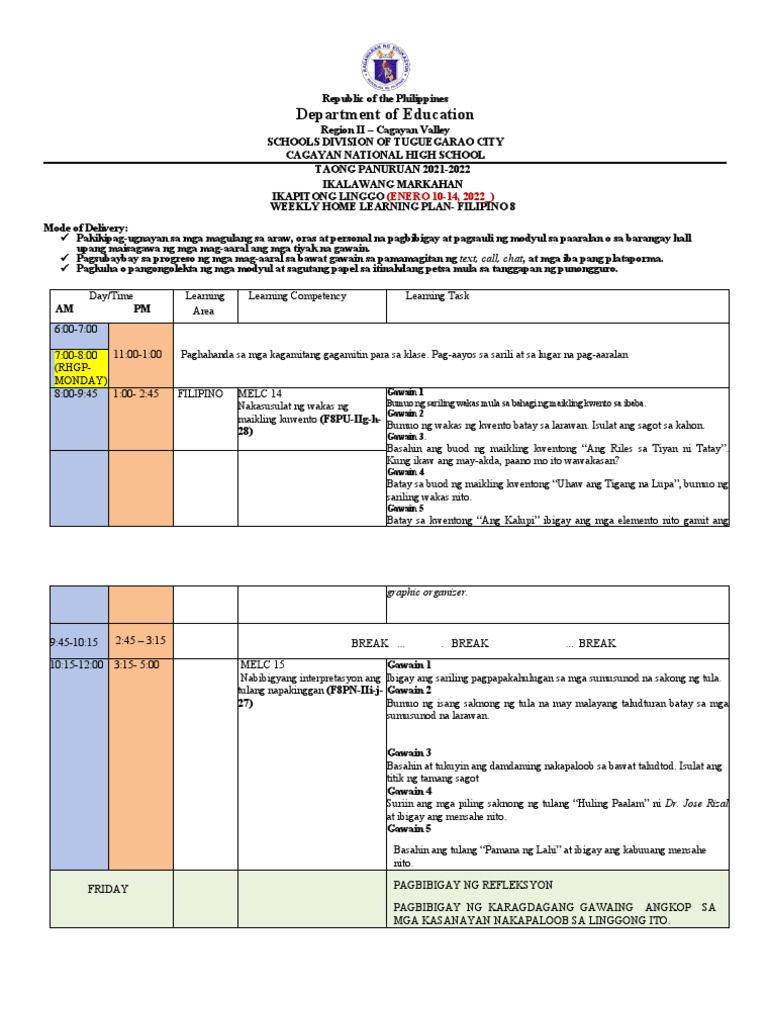 WHLP Week 7 Filipino g8 | PDF