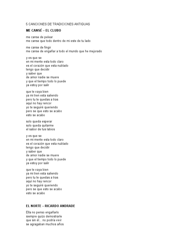 5 Canciones de Tradiciones Antiguas | PDF | Minería | Ciencias de la Tierra