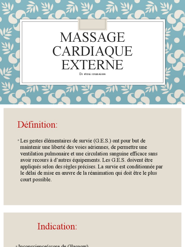 Massage Cardiaque Externe : Guide Pratique | PDF