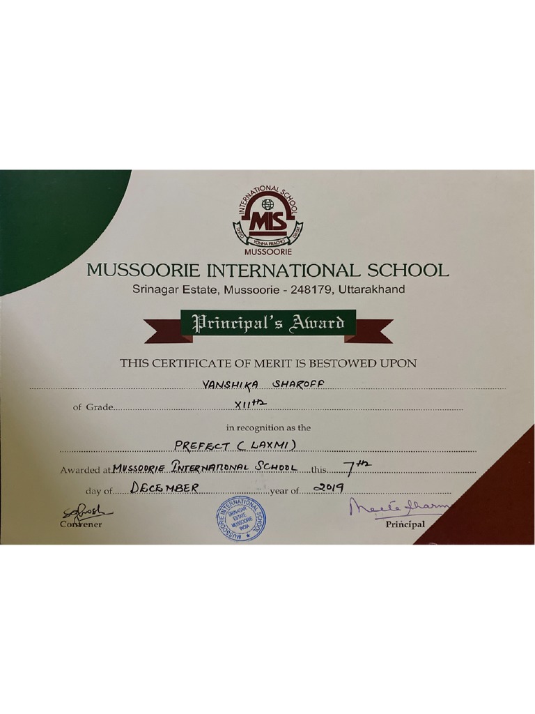 Prefect Certificate | PDF