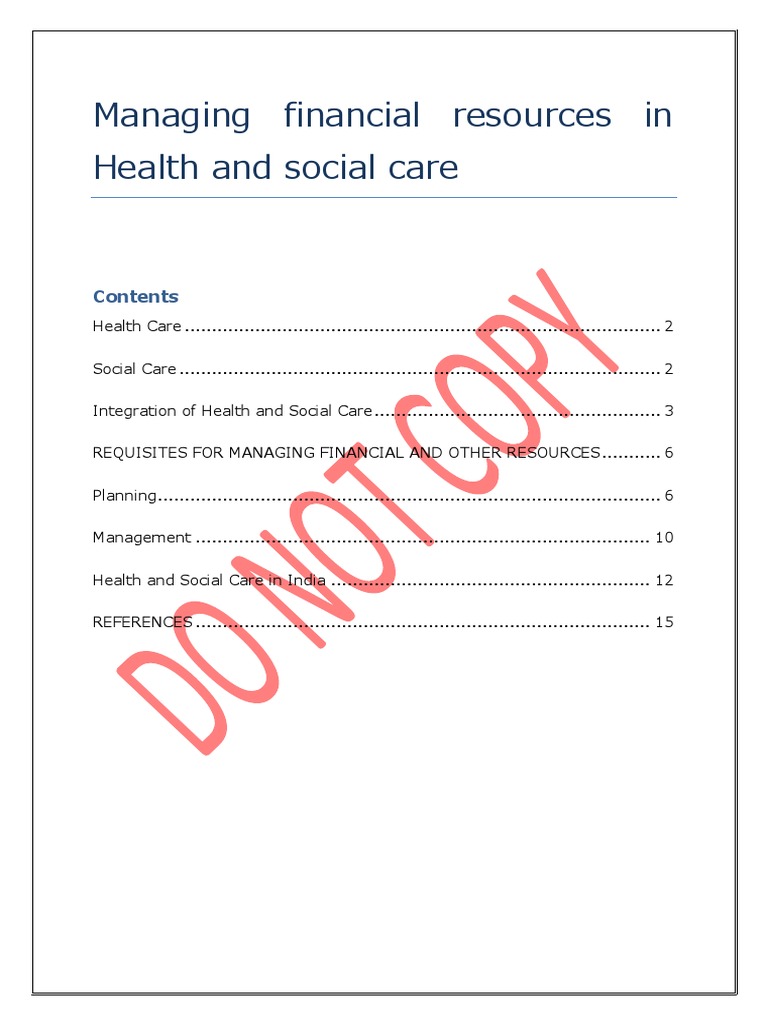 Managing Financial Resources in Health and Social Care | PDF | Social ...