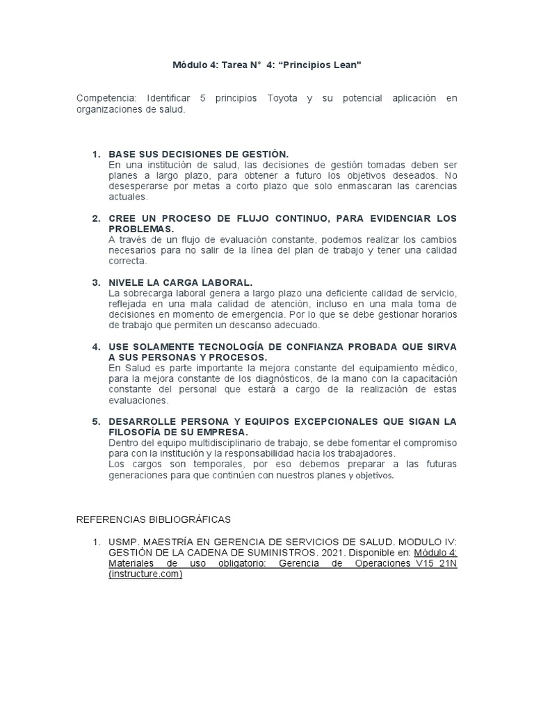 Tarea #4 Principios Lean | PDF