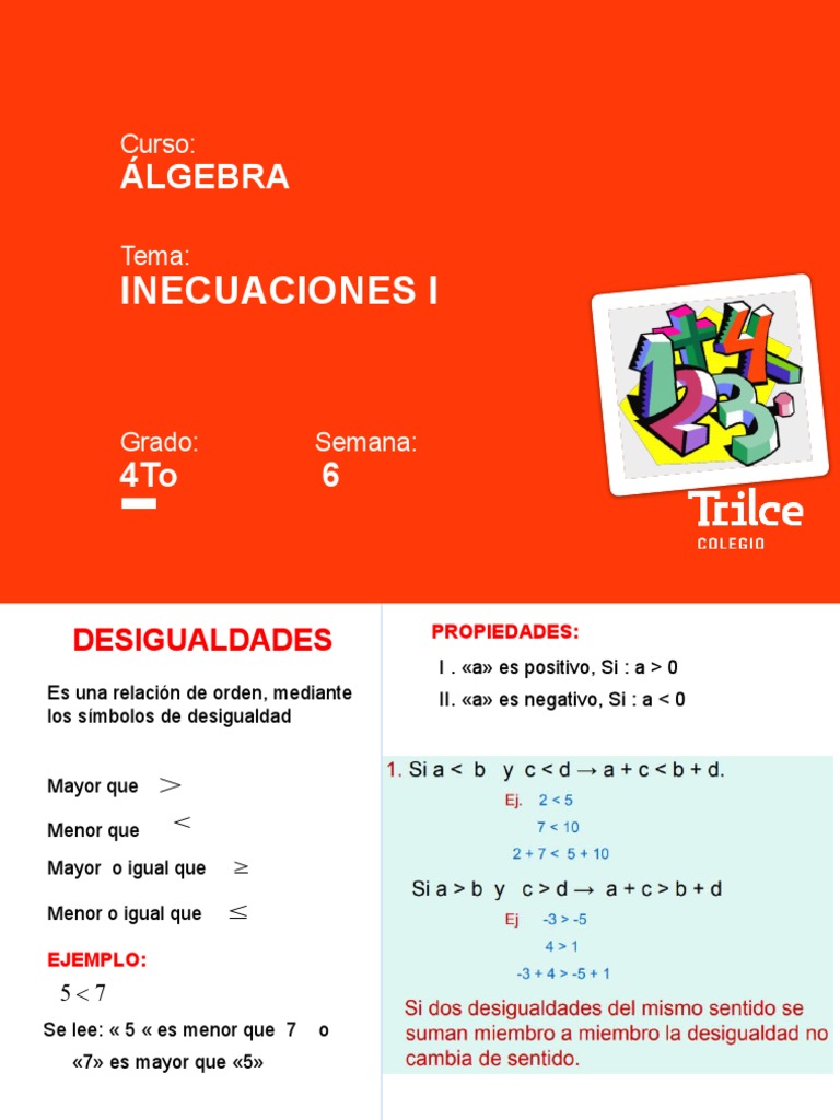 Desigualdades e Inecuaciones de 1er Grado | PDF | Intervalo (Matemáticas) | Desigualdad ...