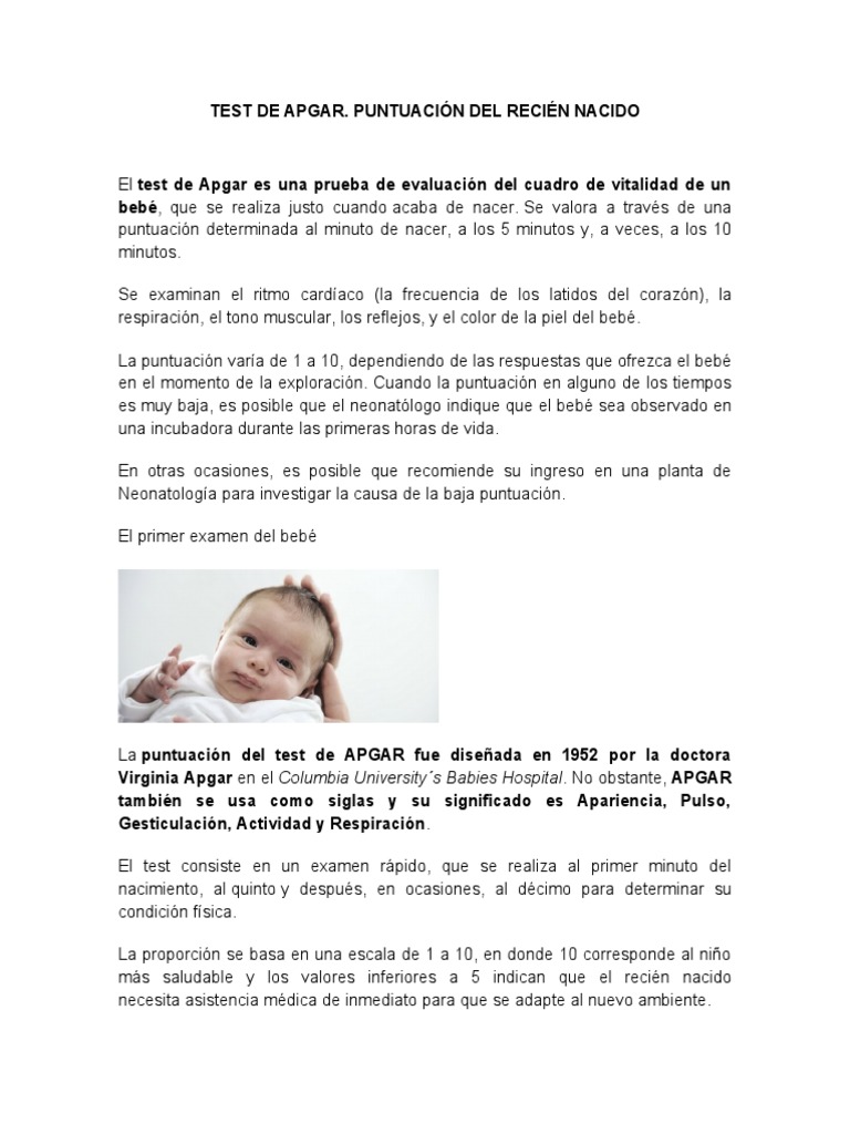Test de Apgar 2022 | PDF | Infantes | Medicina CLINICA