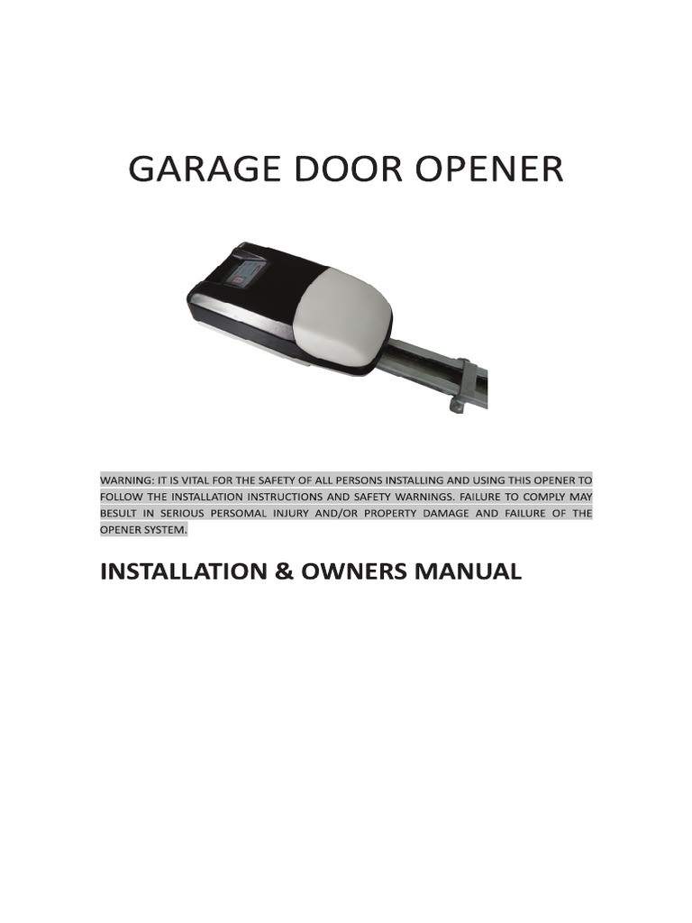 Manual of Garage Door Motor | PDF