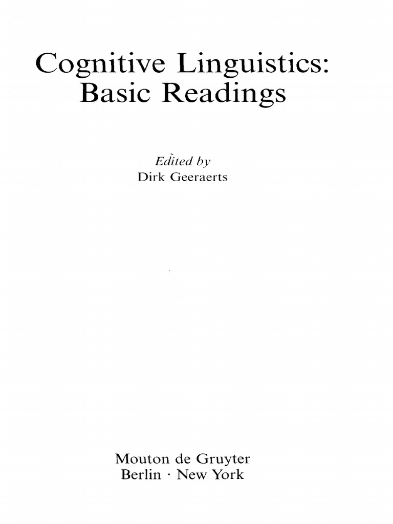 2-Geeraerts Dirk Cognitive Linguistics Basic Readings Index | PDF