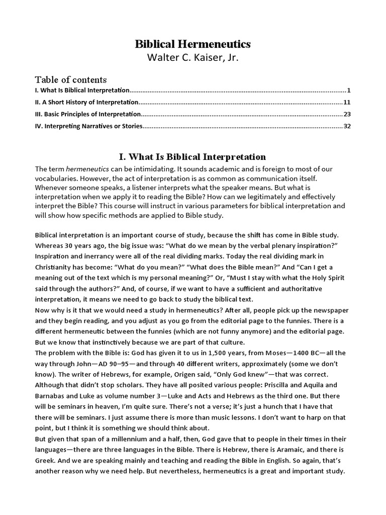 Biblical Hermeneutics Walter C Kaiser Jr Pdf Exegesis Serpents