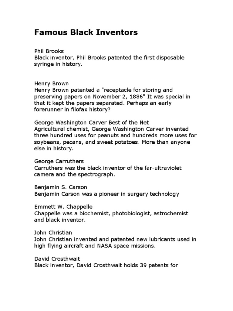 Famous Black Inventors | PDF | Patent | Computing And Information ...