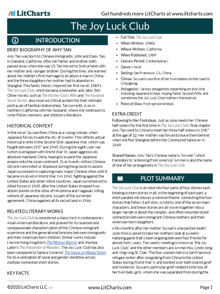 The Joy Luck Club: Intr Oduction | PDF | Classics | General Fiction