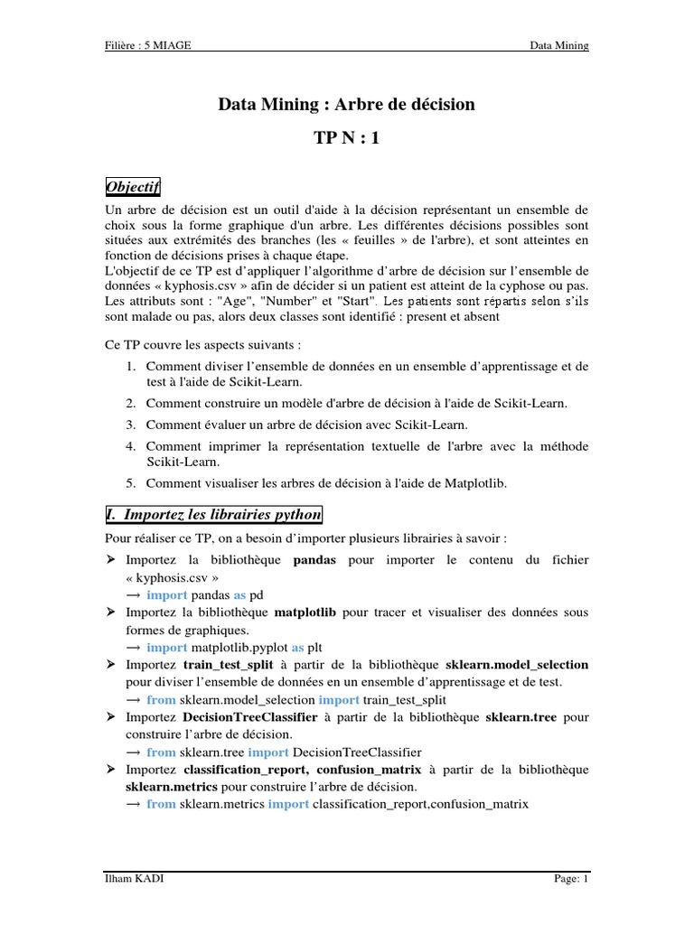 TP - Arbre de Décision | PDF | Minage des données | Python (Langage de programmation)