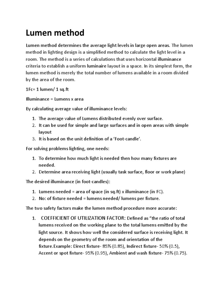 Lumen Method for Lighting Design Calculations | PDF | Lighting | Window