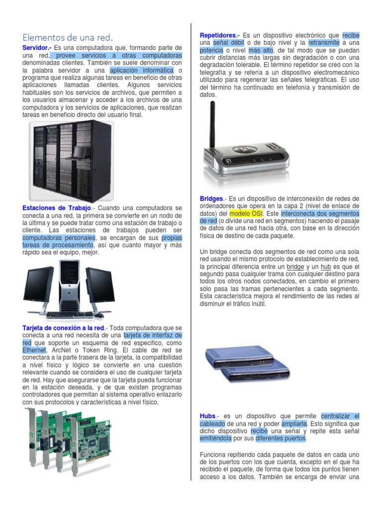 Elementos de Una Red | PDF | Red de computadoras | Enrutador (Computación)