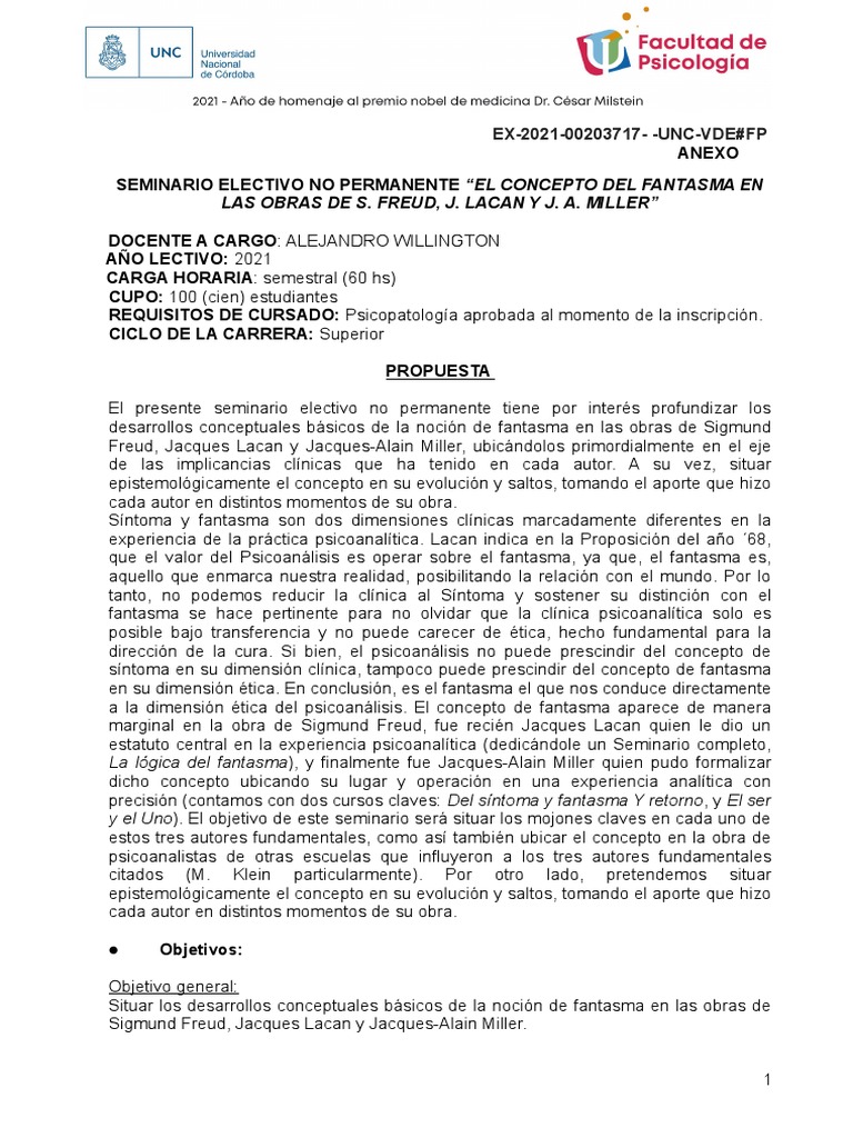 El Concepto Del Fantasma | PDF | Jacques Lacan | Psicoanálisis