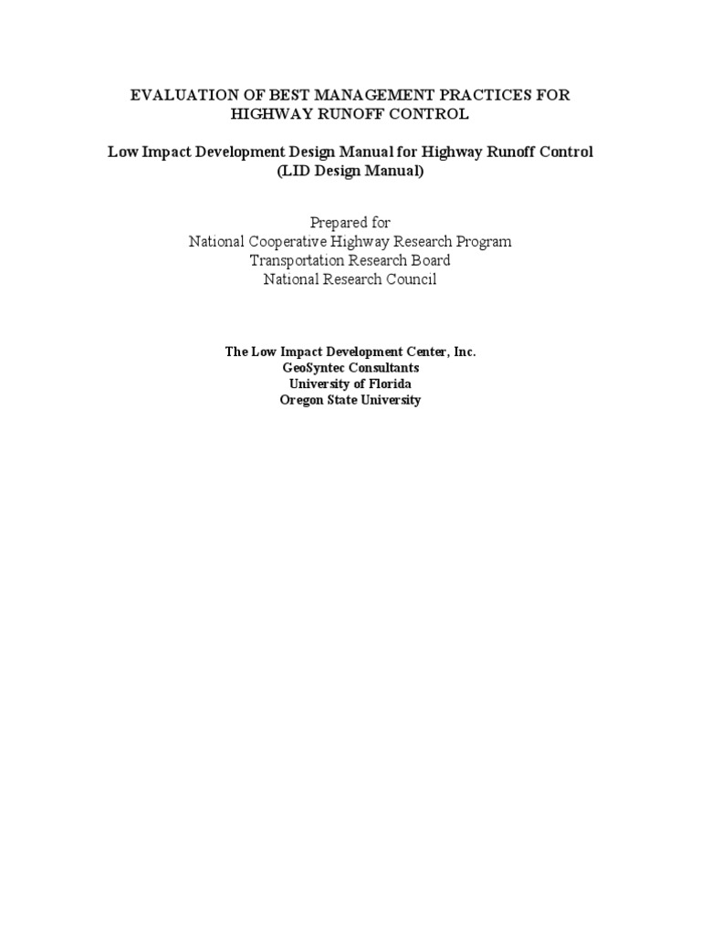 Evaluation of BMPs For Highway Runoff Control | PDF | Surface Runoff ...