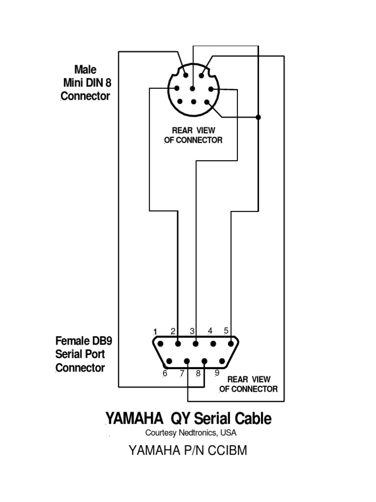 YAMAHA QY Serial Cable: Male Mini DIN 8 Connector | PDF
