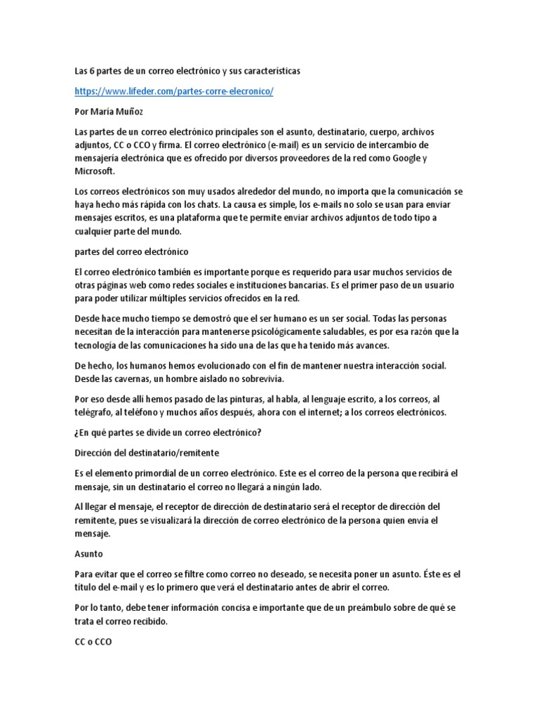 Las Partes de Un Correo Electrónico | PDF | Informática | Comunicación