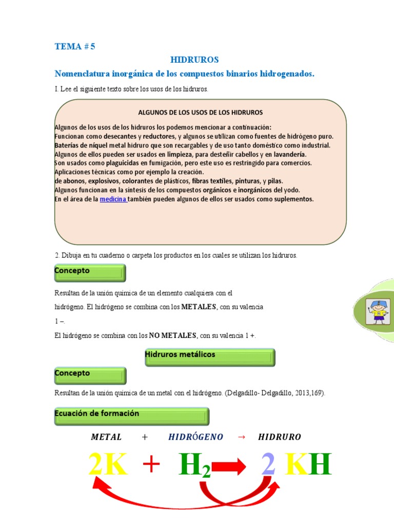 Usos y Nomenclatura de Hidruros | PDF | Hidruro | Hidrógeno